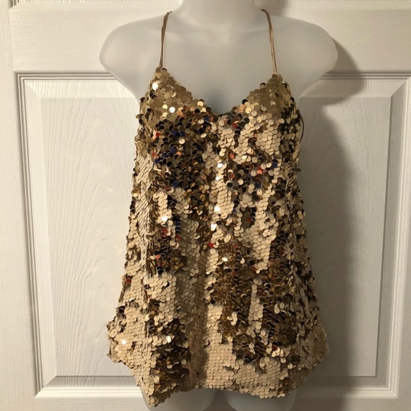 Nasty Gal | Tops | Nasty Gal Gold Sequin Tank | Poshmark